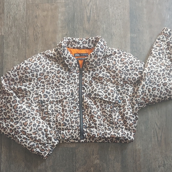 Zara | Jackets & Coats | Zara Leopard Print Puffer Jacket | Poshmark